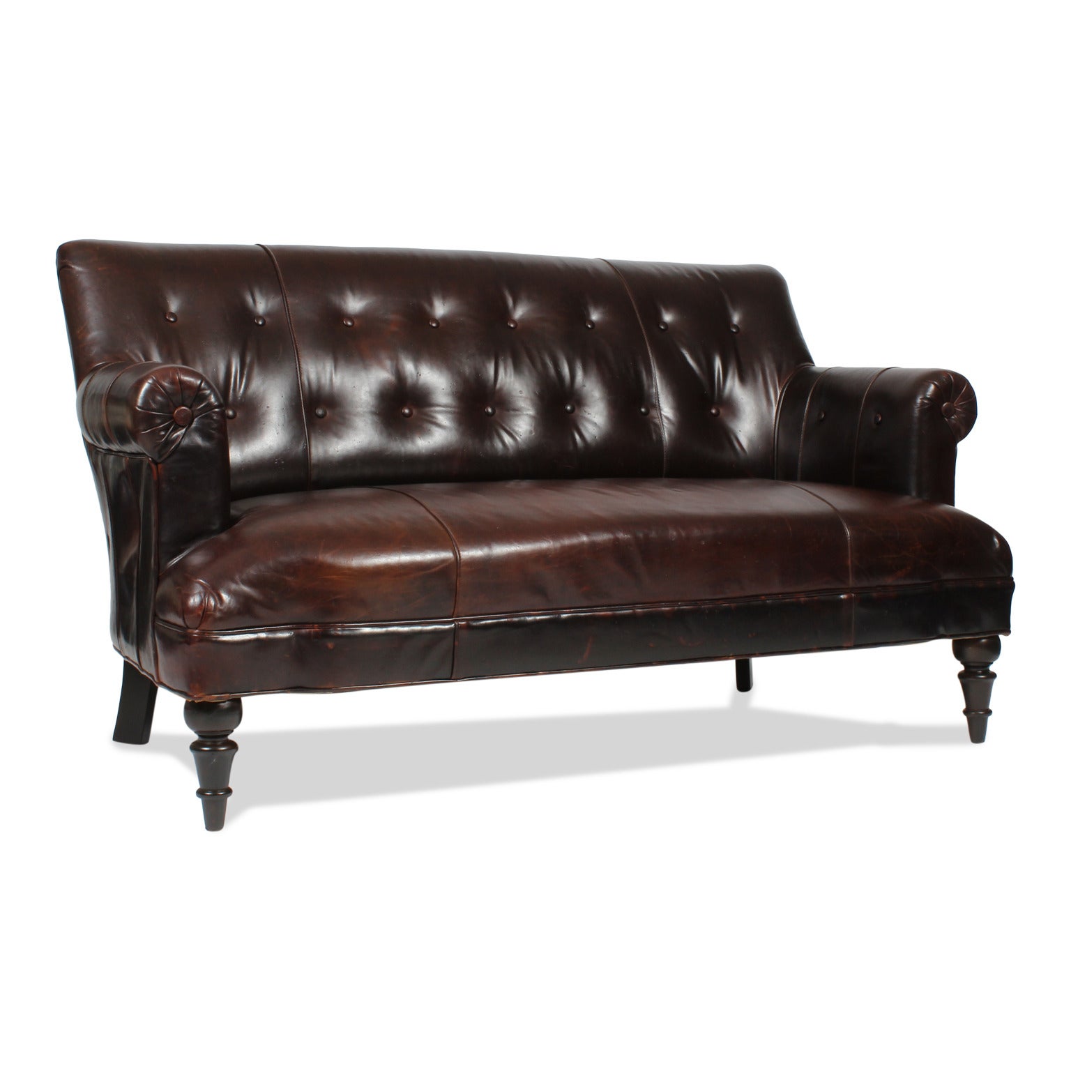 Great Size Vintage Leather Club Sofa at 1stDibs