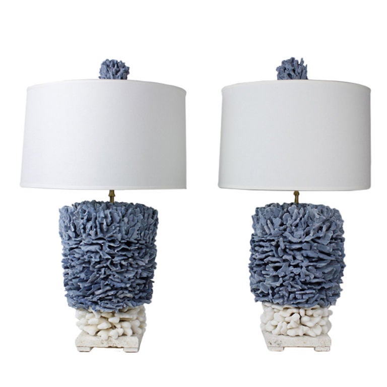Pair of Blue and Elkhorn Pacific Coral Lamps at 1stDibs