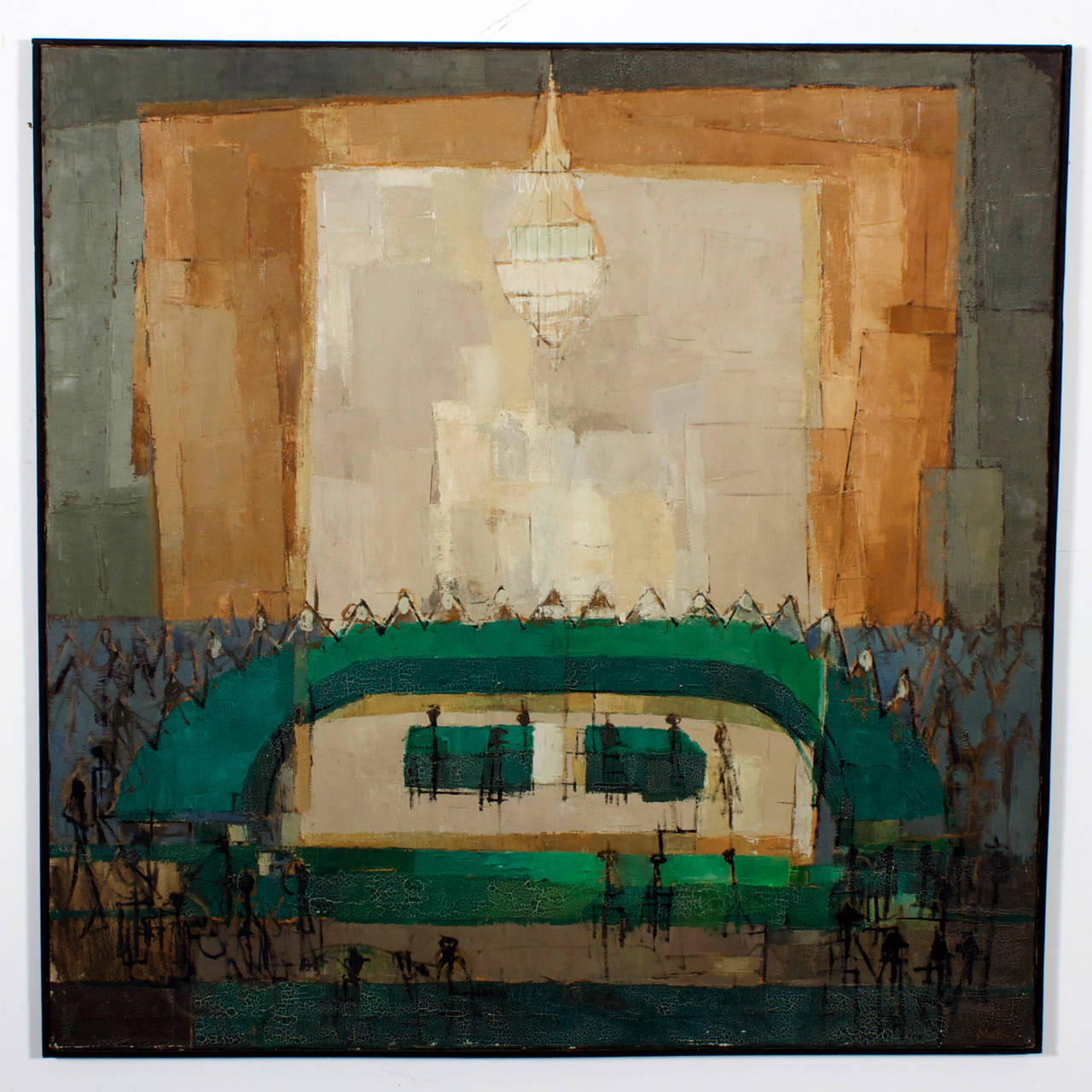 Mid Century Modernist Impressionist Oil on Canvas Painting by W. Walton ...