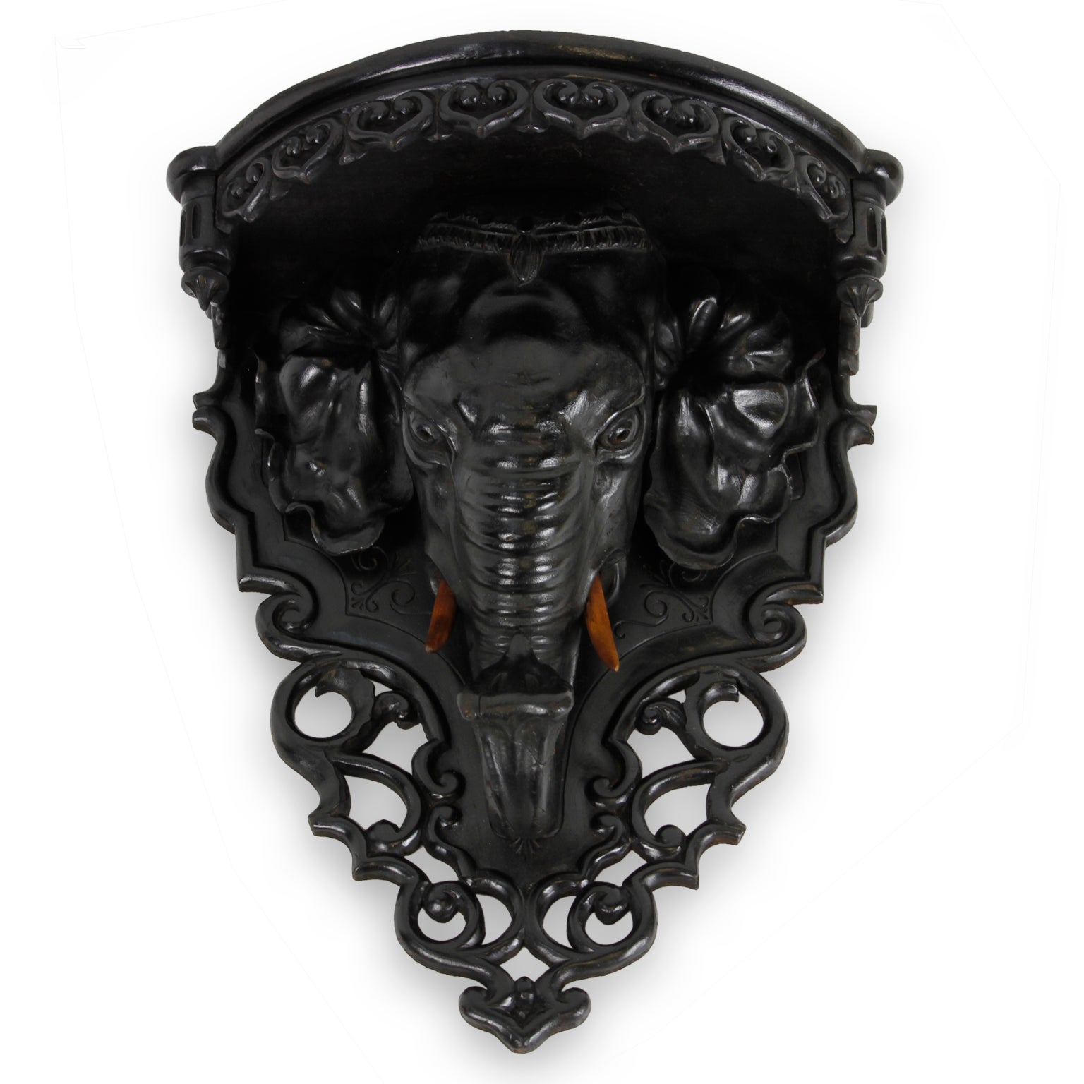 Rare Arts and Crafts or Renaissance Revival Elephant Head Shelf at 1stDibs