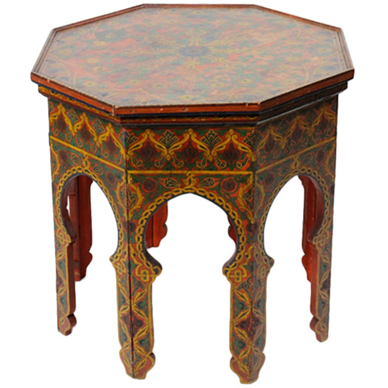 Painted Octagonal Shaped Moroccan Table at 1stDibs