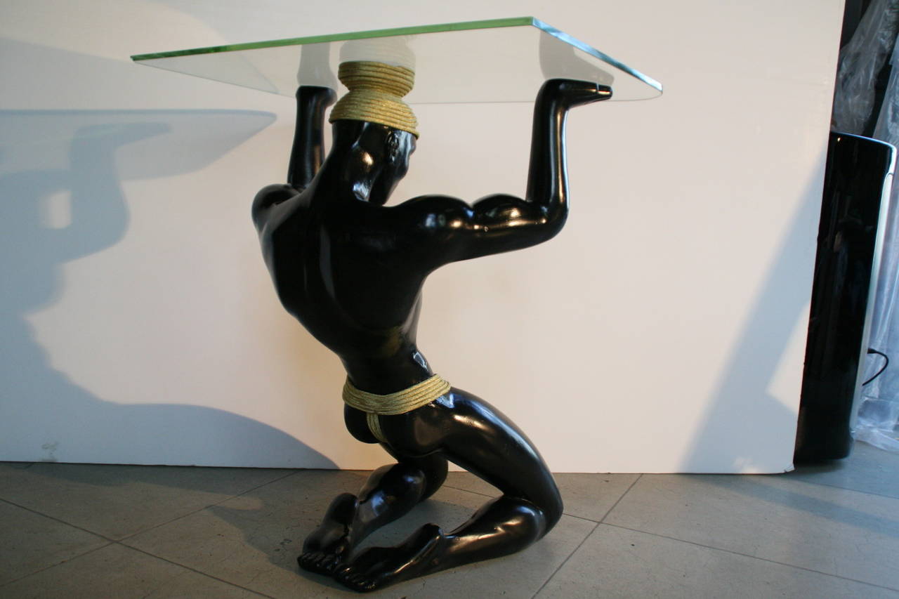 Blackamoor Figure Entry Table with Glass Top For Sale at 1stDibs ...