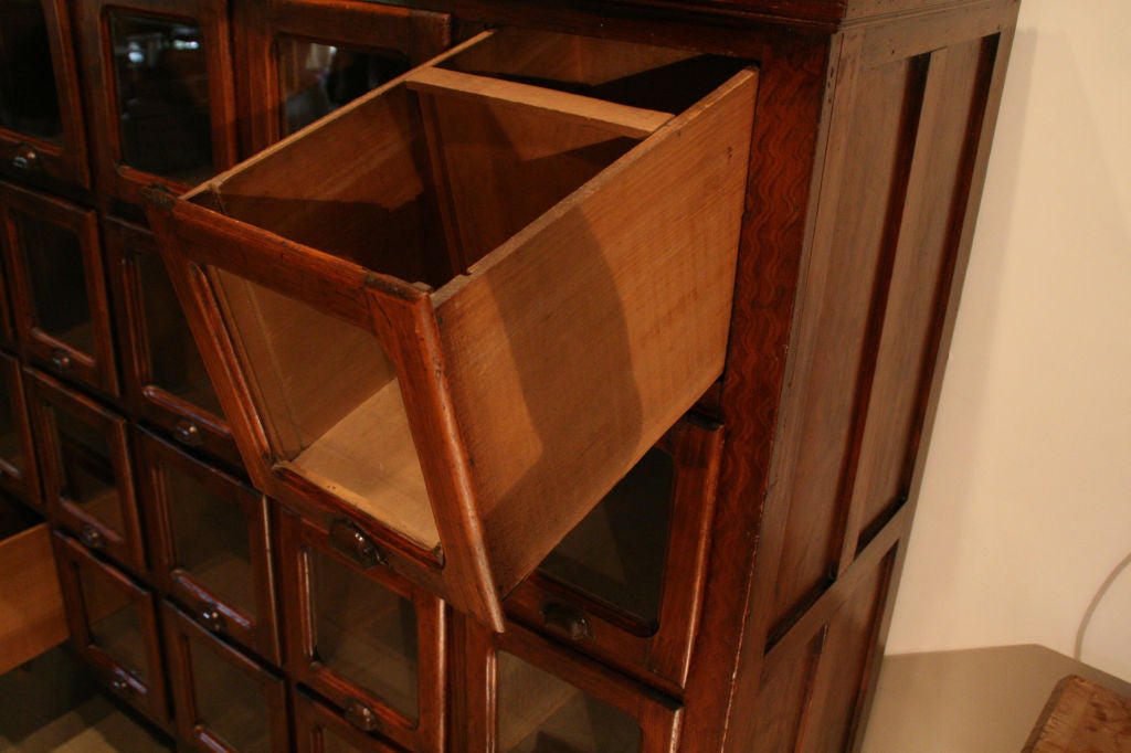Italian Wooden Pasta Cabinet w/ 20 Glass Front Drawers For Sale at 1stDibs