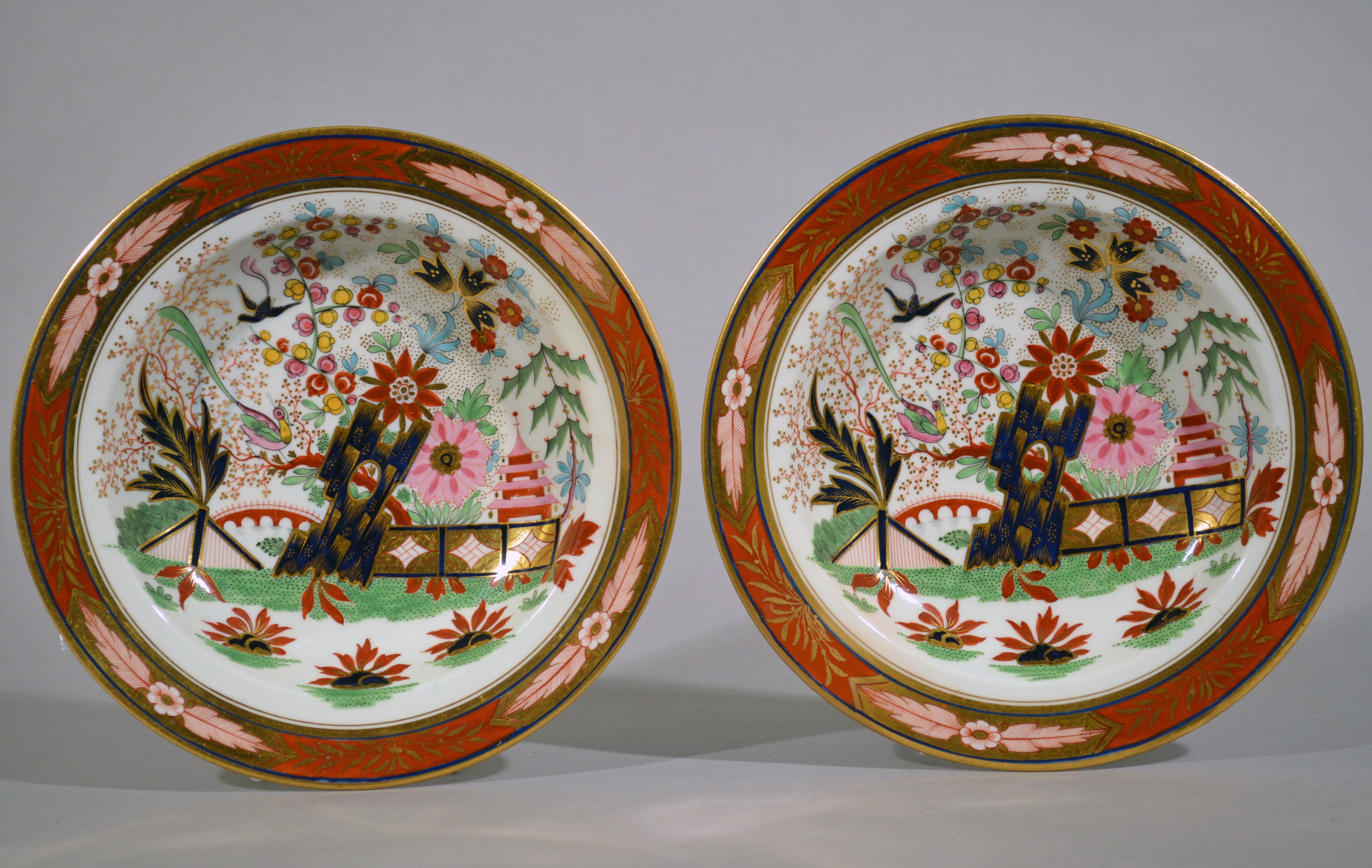 A Pair of Flight, Barr and Barr Worcester Porcelain Fence Pattern Soup ...