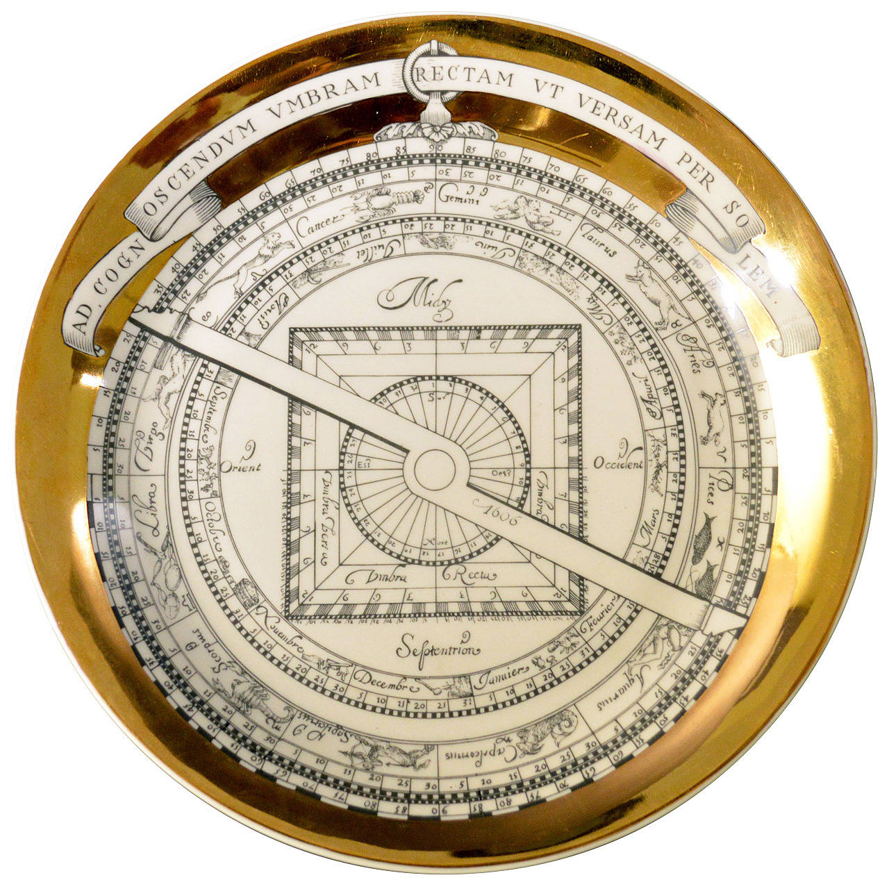 Piero Fornasetti Porcelain Astrolabe Plate at 1stDibs