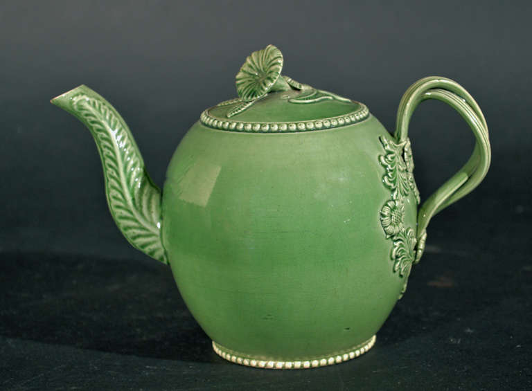 English Green-Glazed Creamware Teapot at 1stDibs