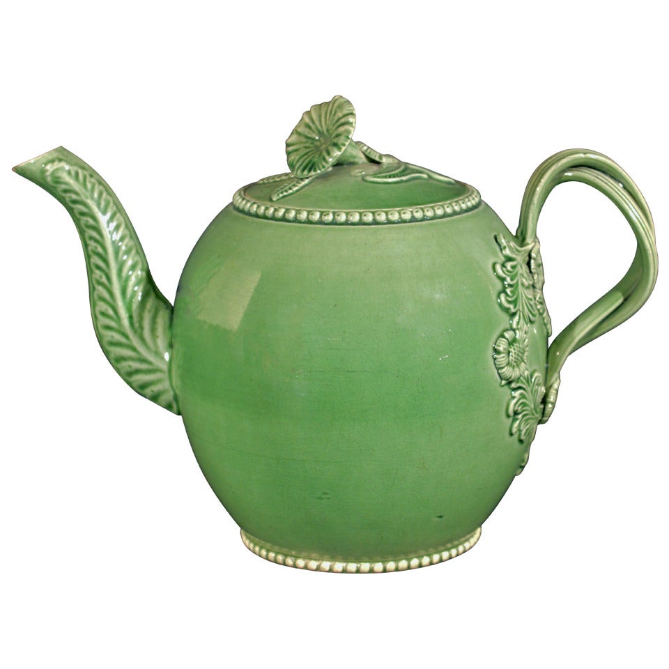 English Green-Glazed Creamware Teapot at 1stDibs