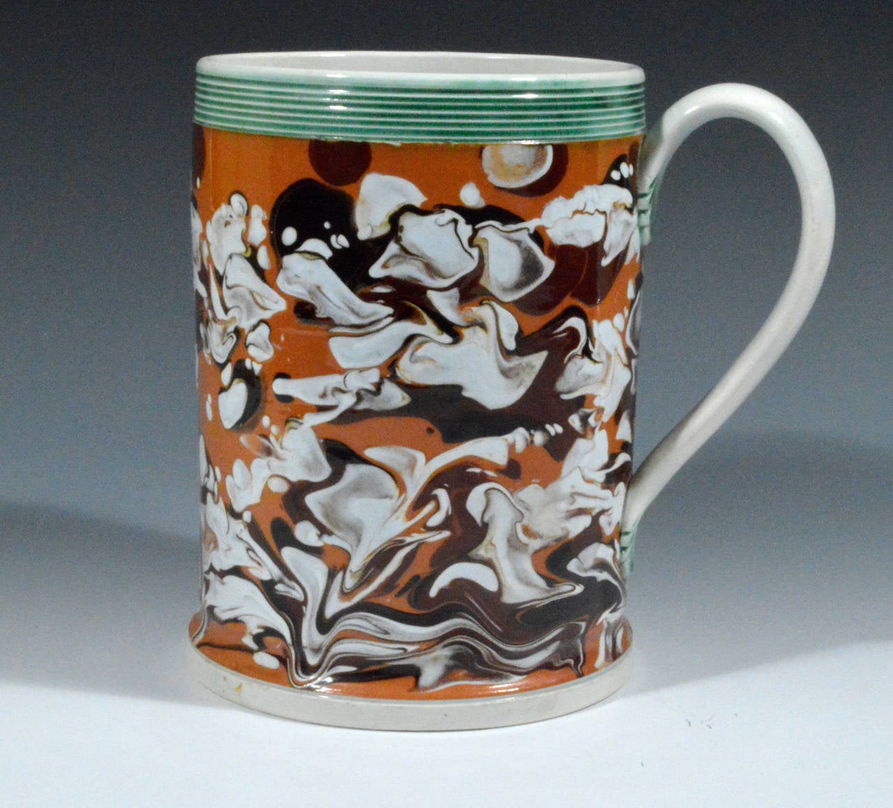 Large English Pottery Marbleized Mocha Tankard at 1stDibs
