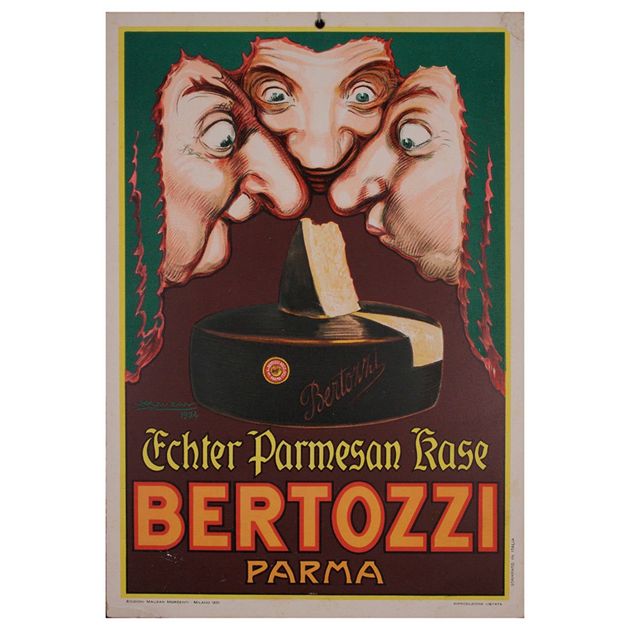 Italian Art Deco Period "Bertozzi Parmesan" Poster by Mauzan, 1924 at ...