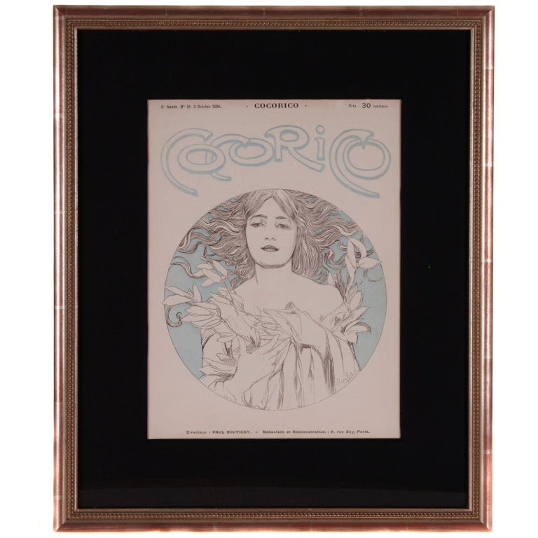 "Cocorico, " A French Art Nouveau Magazine Cover by Alphonse Mucha ...