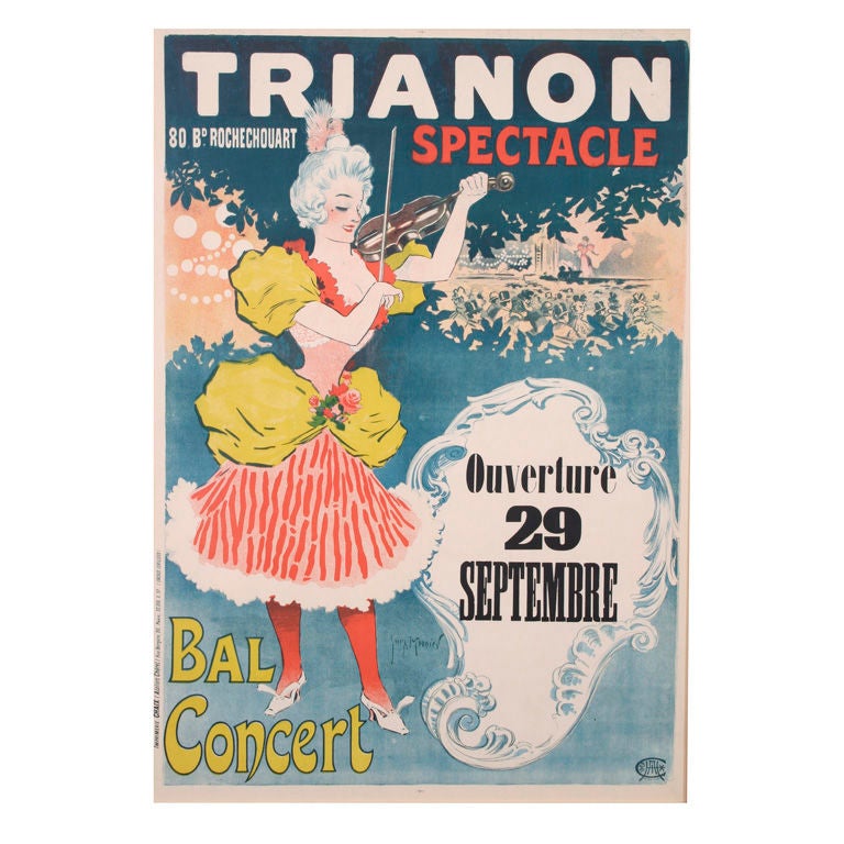 Trianon Bal Concert-An Original Antique Poster by Meunier at 1stDibs