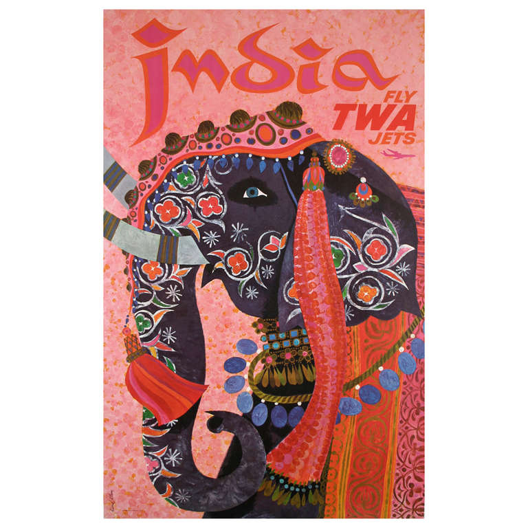 TWA Airlines Poster by David Klein at 1stDibs