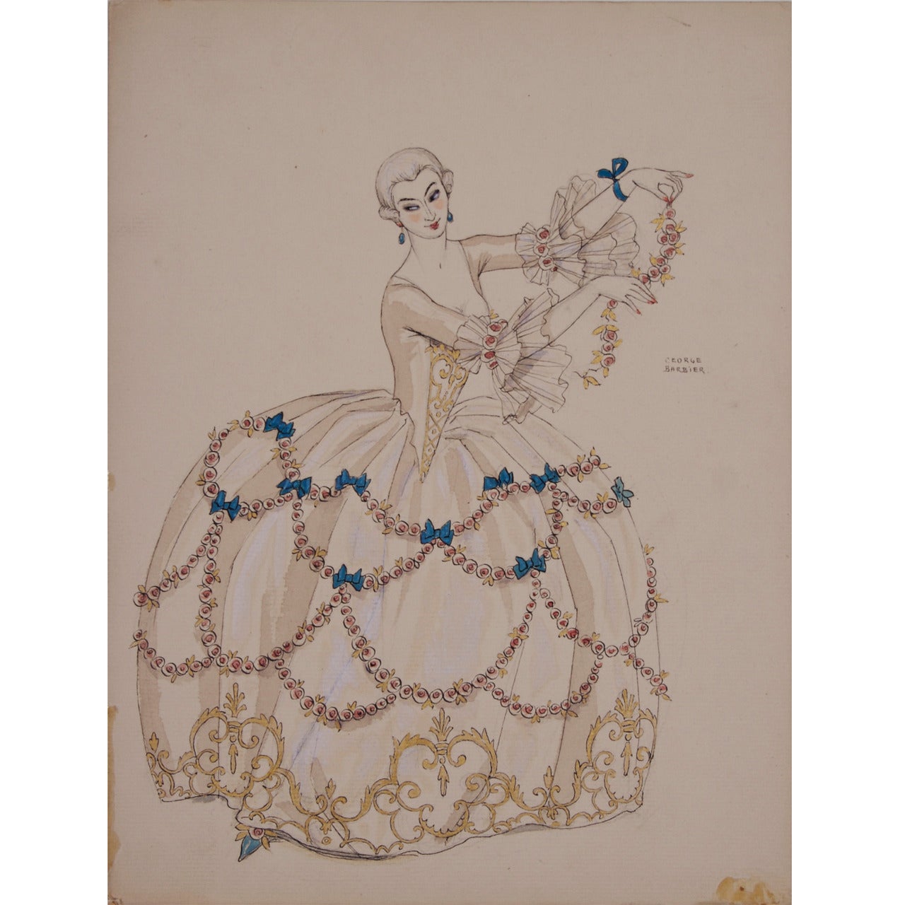 French Art Deco Period Costume Design by George Barbier, c. 1920 at 1stDibs