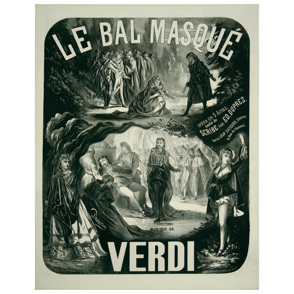 Early French Verdi Opera Poster by Emile Charles Dameron at 1stDibs