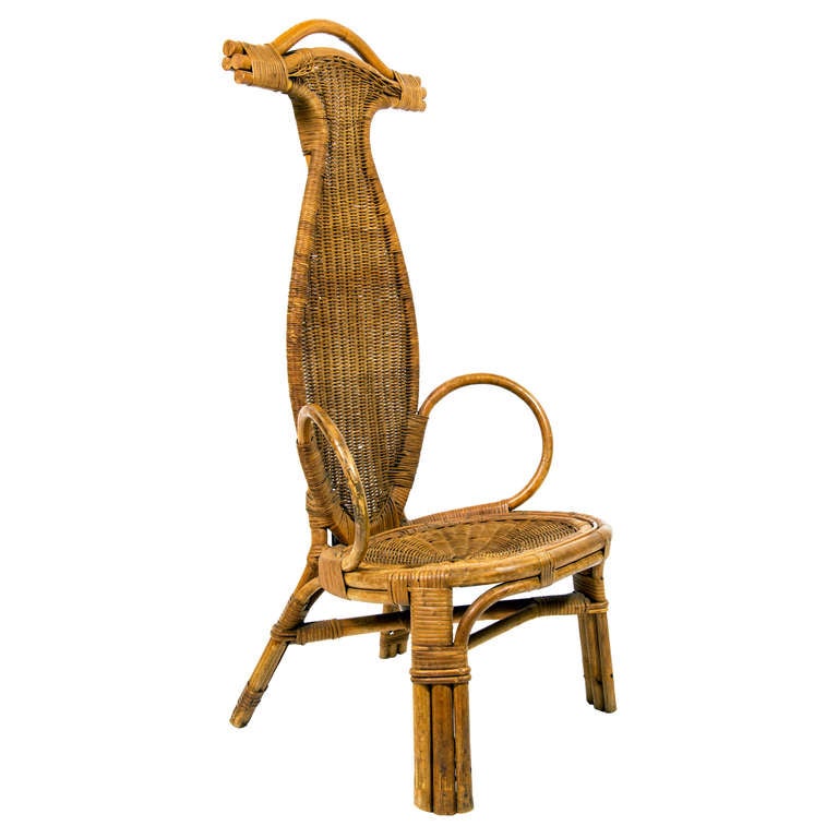 1960s Rattan Silent Butler Chair For Sale at 1stDibs | silent butler ...