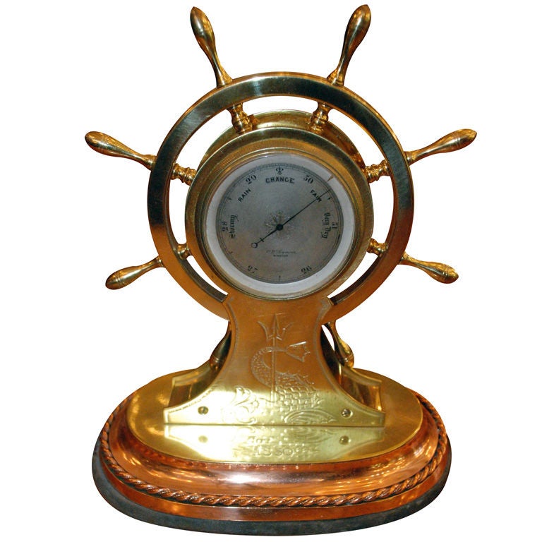 Antique English Brass Barometer at 1stDibs