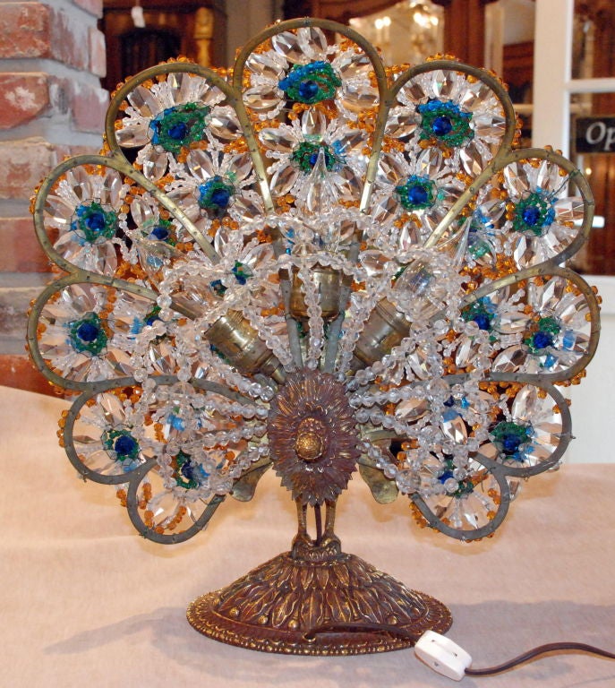 Antique Peacock Lamp at 1stDibs | peacock lamp vintage, vintage peacock ...