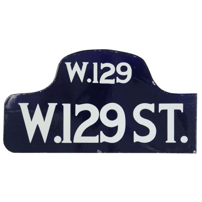 Humpback Street Sign - W 129th St. at 1stDibs