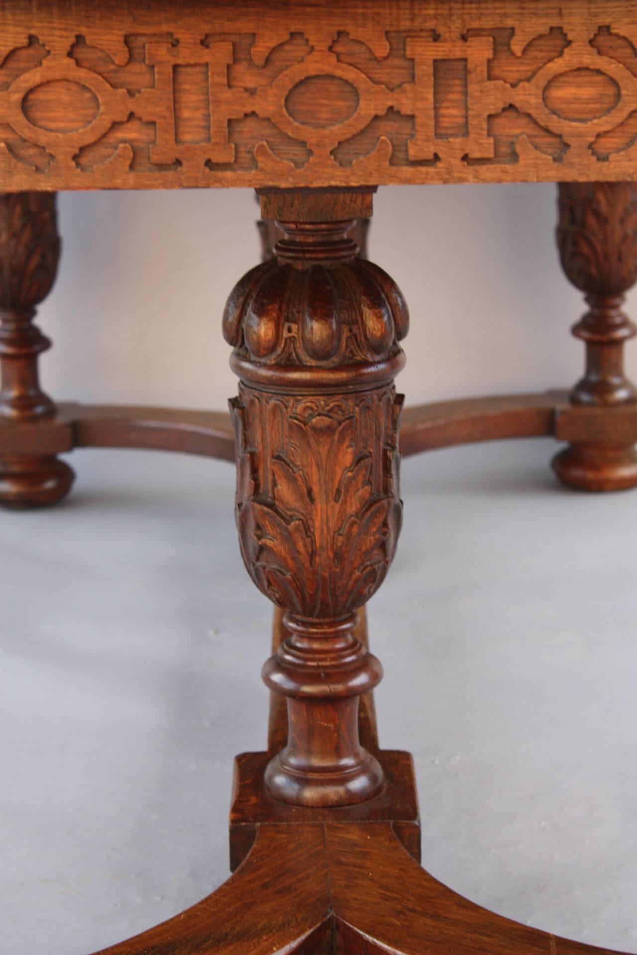 Antique 1920's Carved Oak Library Table at 1stDibs | antique oak ...