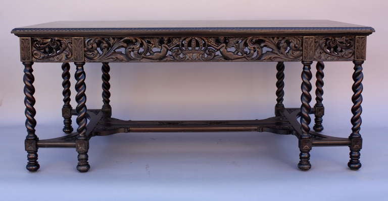 1920s Large Carved Library Table/Desk at 1stDibs
