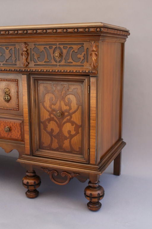 Carved 1920's Walnut Sideboard at 1stDibs