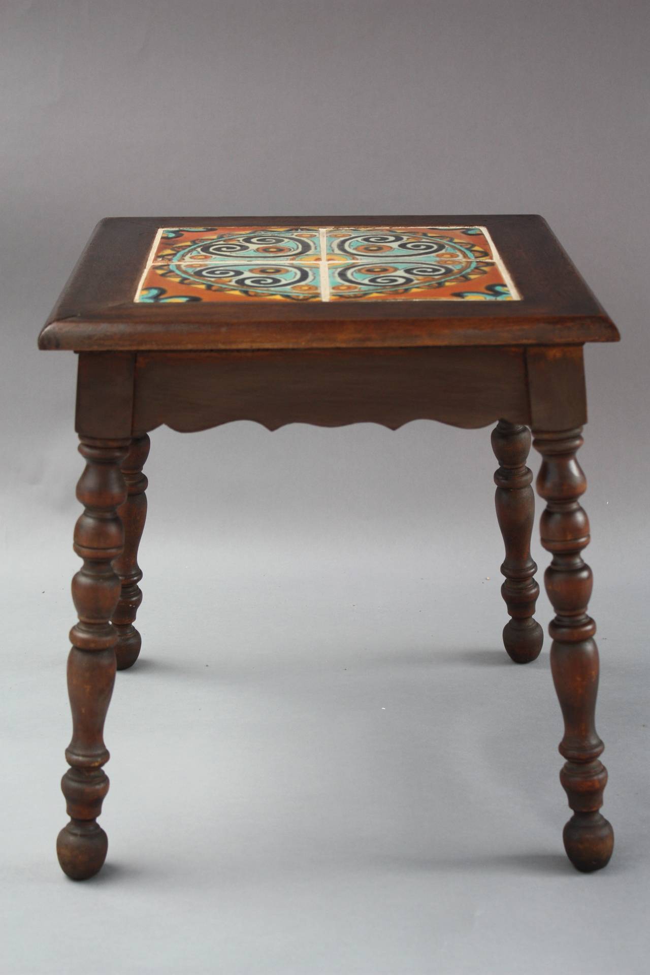 Antique California Spanish Revival Table with Tudor Tiles at 1stDibs