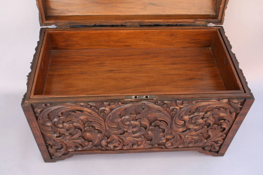 Beautifully Carved 1920's Mahogany Trunk at 1stDibs