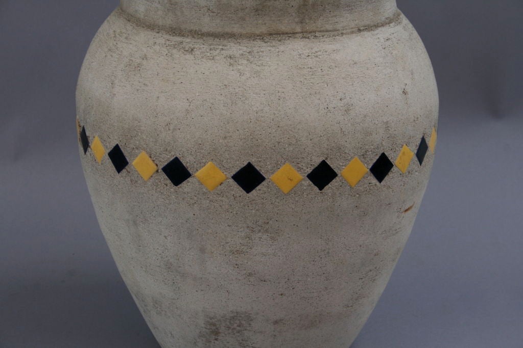 Hillside Urn with Black and Yellow Chicklet Tiles at 1stDibs