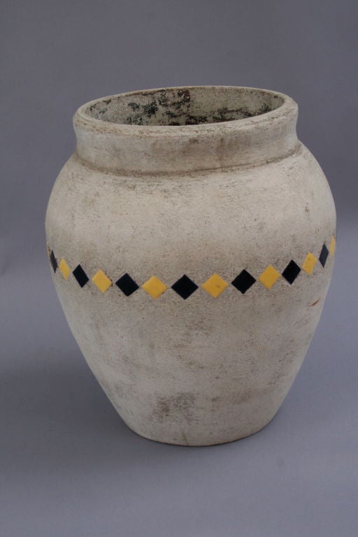 Hillside Urn with Black and Yellow Chicklet Tiles at 1stDibs