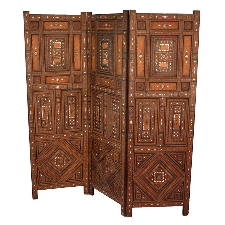Moorish Inlaid 3-Panel Screen at 1stDibs