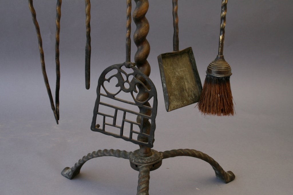Oscar Bach Galleon Motif Fire Tool Set at 1stDibs
