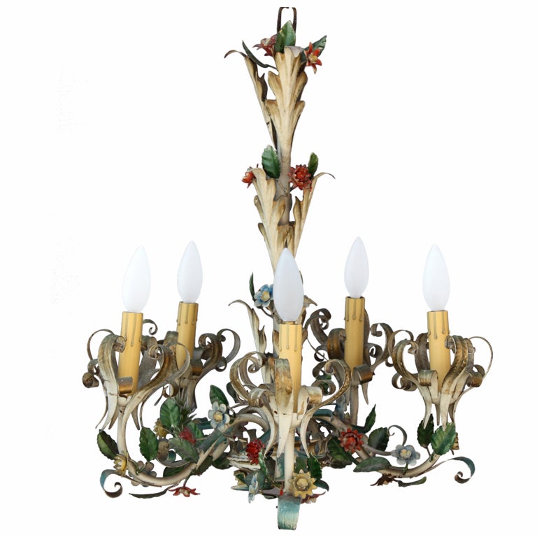 Colorful Tole Chandelier at 1stDibs