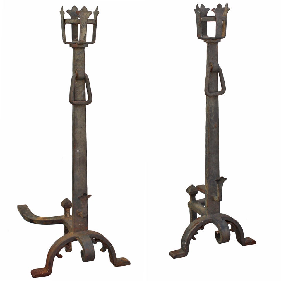 1920s Pair of Tall Andirons at 1stDibs