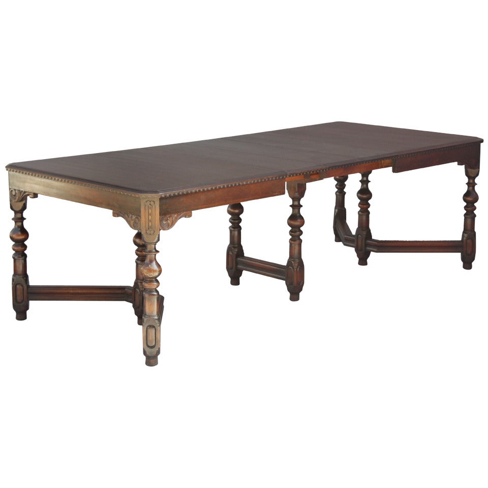Antique Walnut 1920's Dining Room Table at 1stDibs