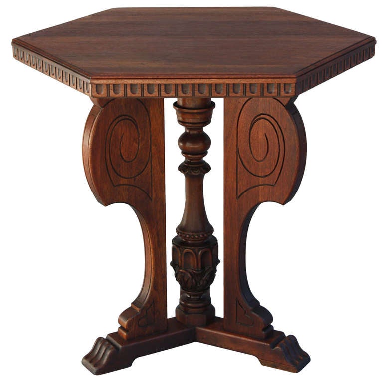 Antique 1920s Spanish Revival Hexagonal Side Table at 1stDibs