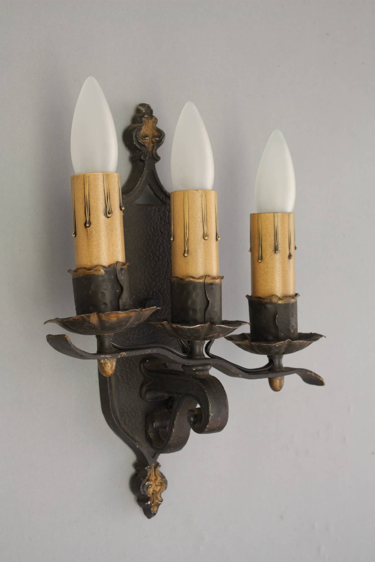Three-Light Antique Sconce, circa 1920s at 1stDibs
