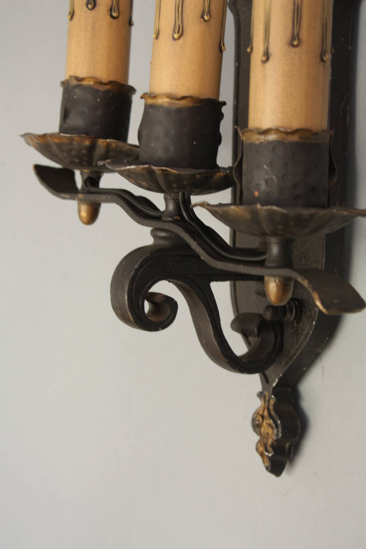Three-Light Antique Sconce, circa 1920s at 1stDibs