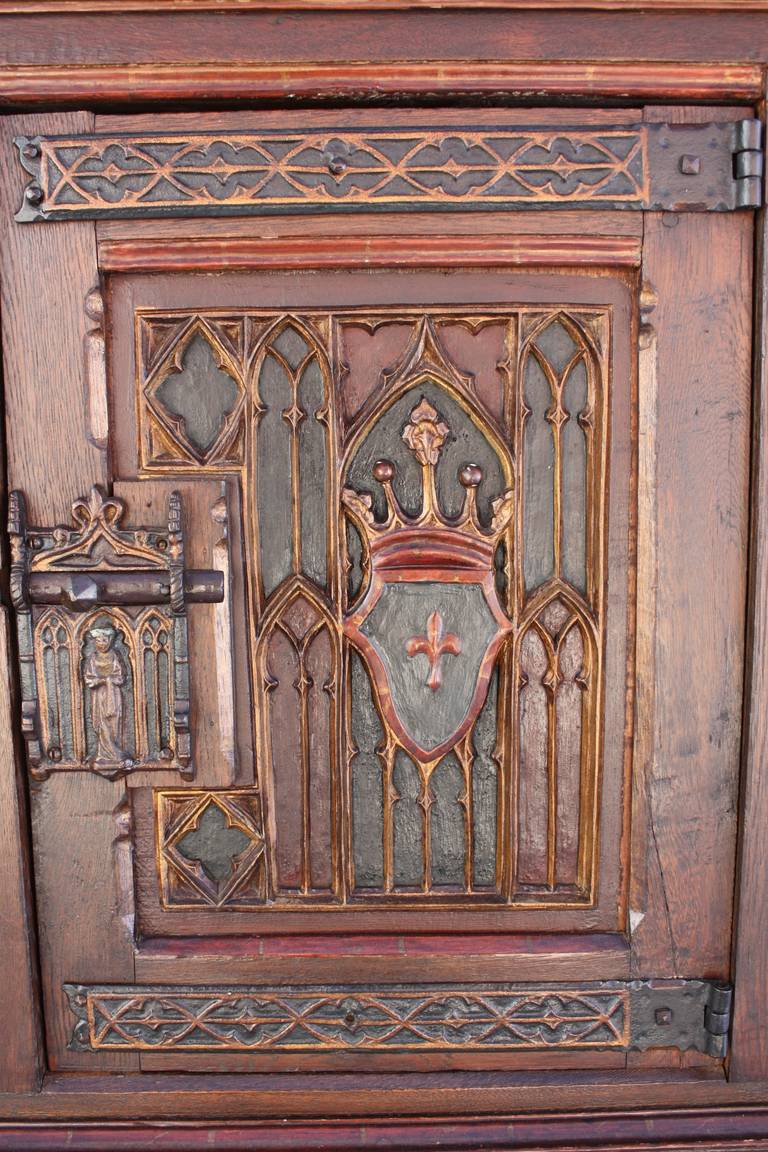Classic Spanish Revival Period Cabinet with Linen Fold Motif at 1stDibs