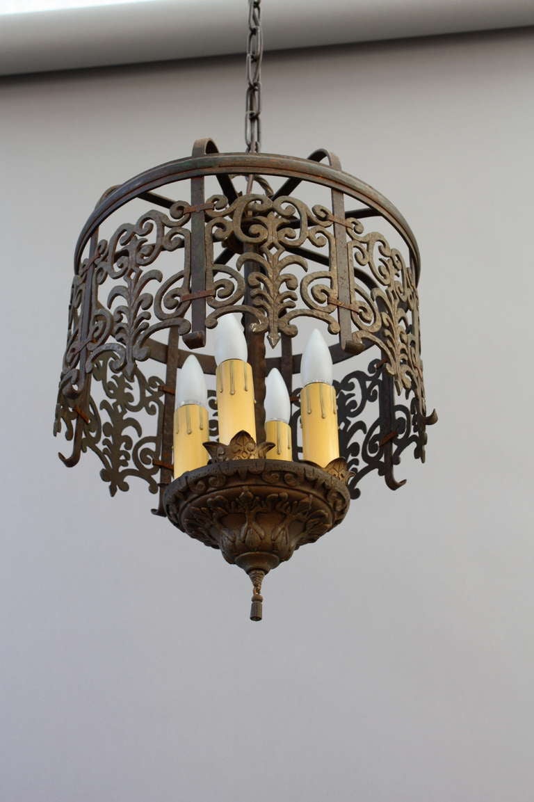 Classic Spanish Revival Chandelier With Cast Filigree at 1stDibs