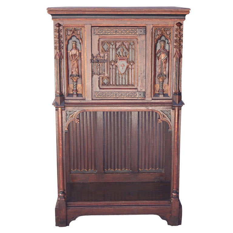 Classic Spanish Revival Period Cabinet with Linen Fold Motif at 1stDibs