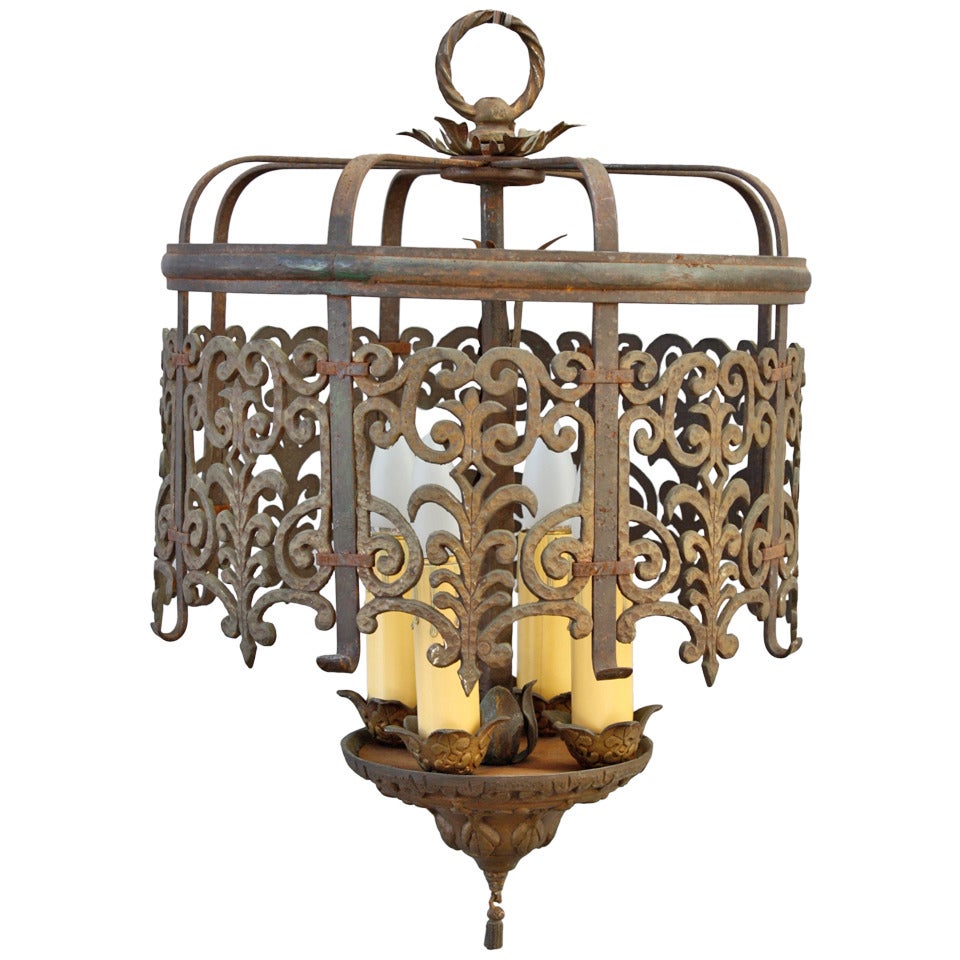 Classic Spanish Revival Chandelier With Cast Filigree at 1stDibs