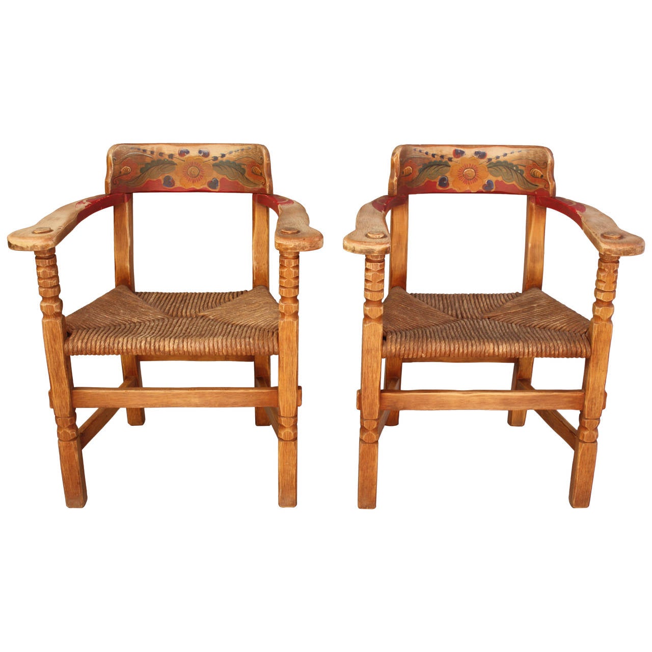 Antique Monterey Period Pair of Coronado Armchairs at 1stDibs