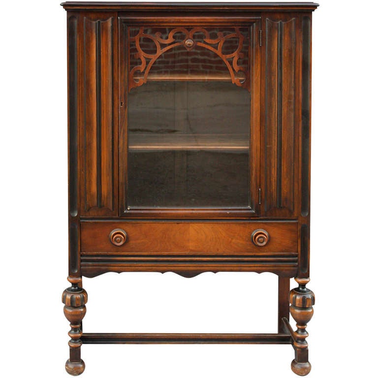 1920s Spanish Revival Walnut Cabinet at 1stDibs