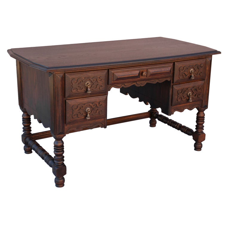 1920's Five Drawer Writing Desk at 1stDibs