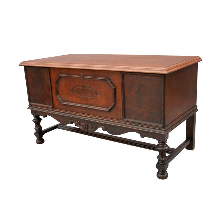 1930's Burled Walnut Trunk with Cedar Lining at 1stDibs