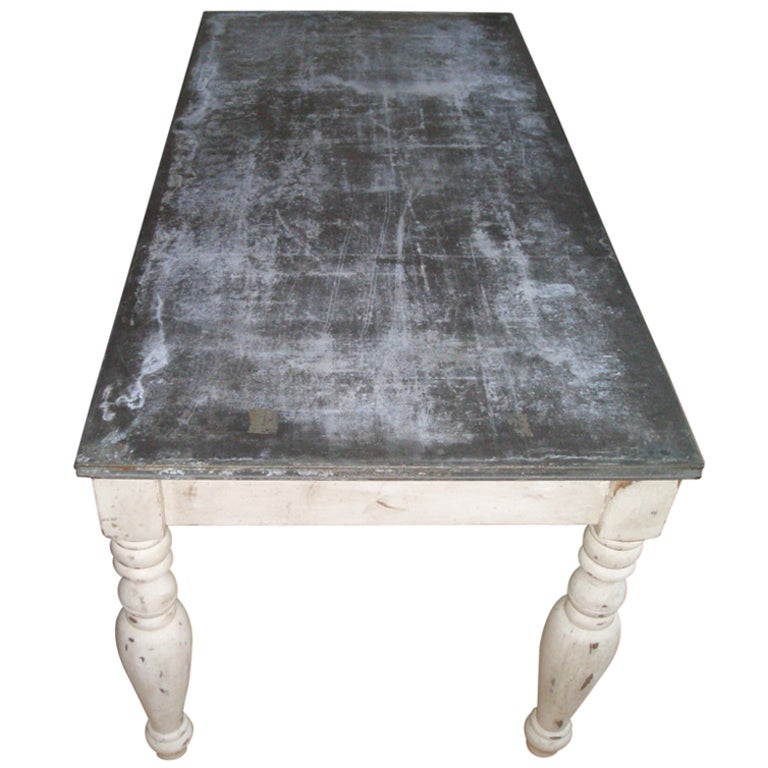 Industrial Zinc Top Table at 1stDibs