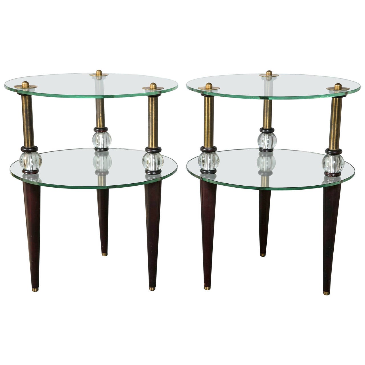 Pair Art Deco Glass and Mirror End Tables Mid-Century Modern at 1stDibs