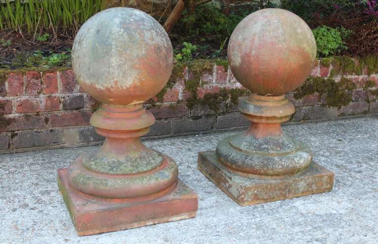 Large Pair of Edwardian Terracotta Gate Pier Finials at 1stDibs