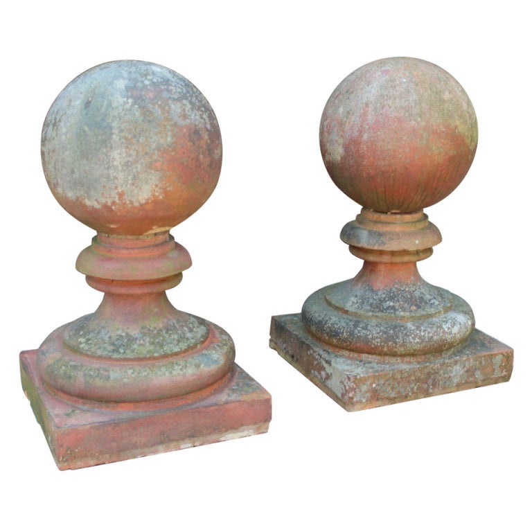 Large Pair of Edwardian Terracotta Gate Pier Finials at 1stDibs