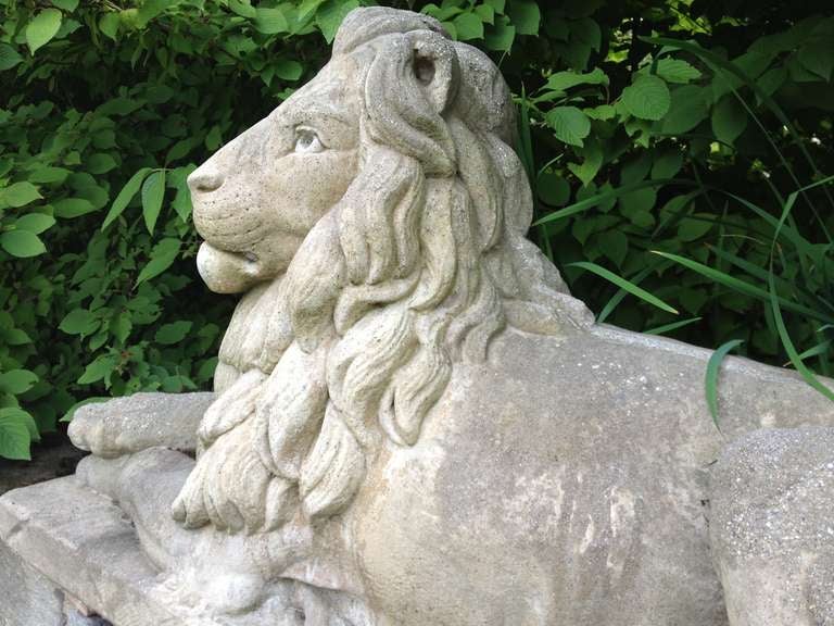 Regal Estate-Sized Cast Stone Lion at 1stDibs
